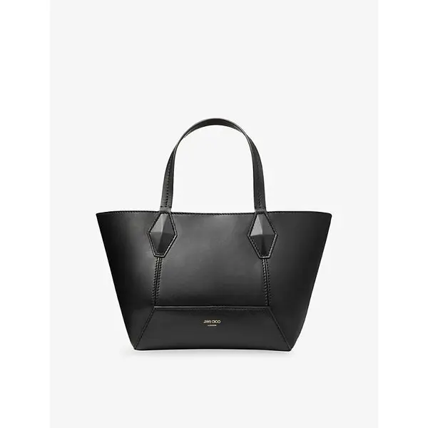 JIMMY CHOO Diamond Logo-embossed Leather Tote Bag - Black
