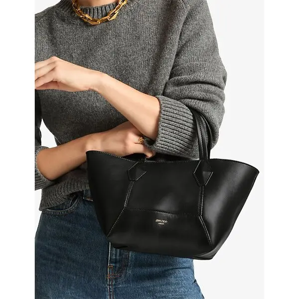 JIMMY CHOO Diamond Logo-embossed Leather Tote Bag