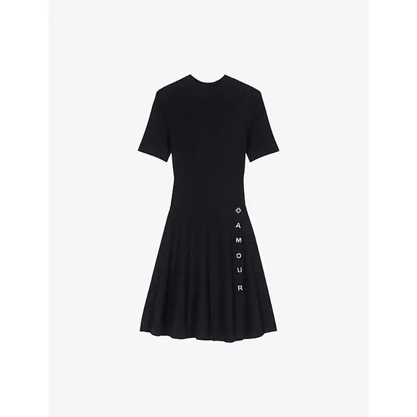 Maje Amour" Button-embellished High Neck Mini Dress - Black