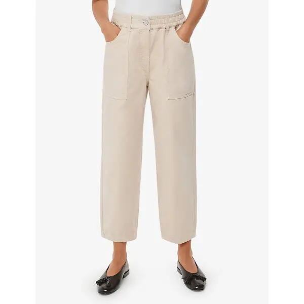 Whistles Tessa Regular-fit Stretch-cotton Trousers - Cream