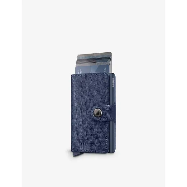 SECRID Crisple Branded Leather Wallet - Navy