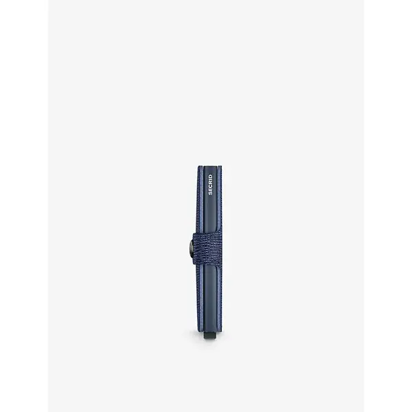 SECRID Crisple Branded Leather Wallet - Navy