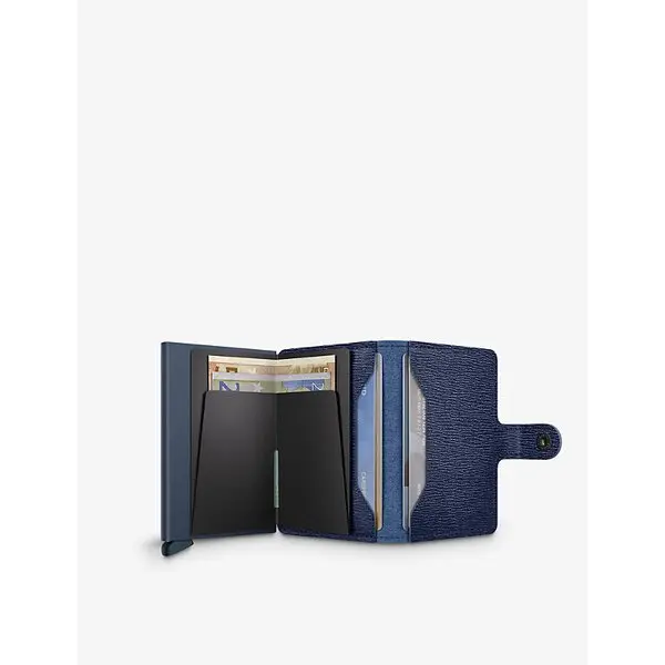 SECRID Crisple Branded Leather Wallet - Navy