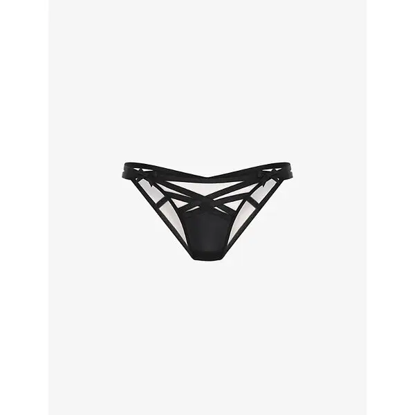 Agent Provocateur Briella Bow-embellished Woven Briefs - Black