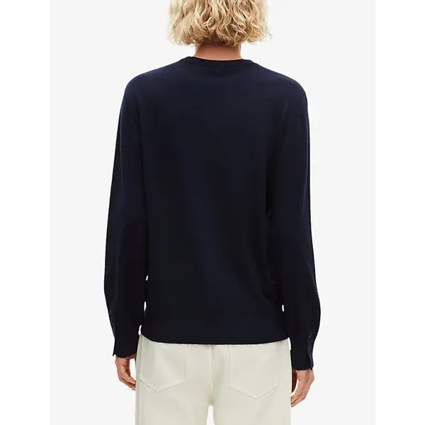 The Kooples Logo-embroidered Wool Jumper - Navy