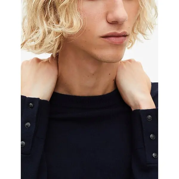 The Kooples Logo-embroidered Wool Jumper - Navy