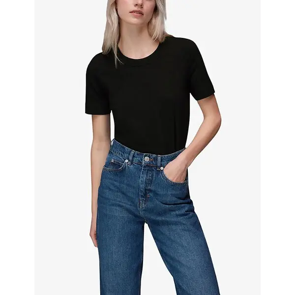 Whistles Rosa Double Trim Cotton T-shirt
