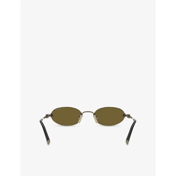 Miu Miu Oval-frame Metal Sunglasses - Gold