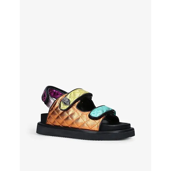 Kurt Geiger Orson Quilted Metallic-woven Sandals