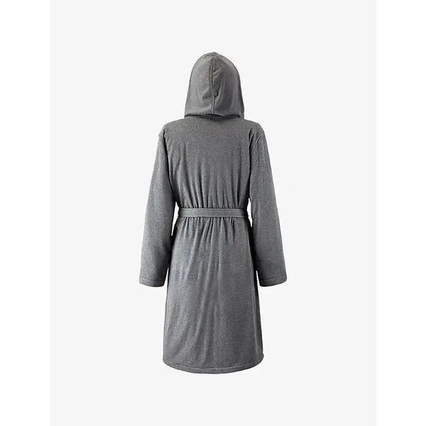 BOSS Brand-embroidered Tie-waist Cotton-blend Robe