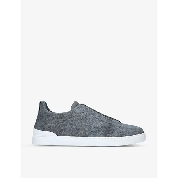 Zegna Triple Stitch Low-top Cotton Trainers - Grey