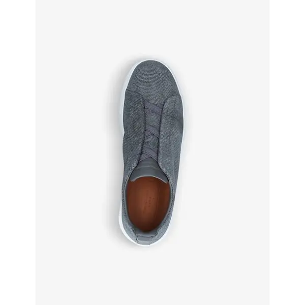 Zegna Triple Stitch Low-top Cotton Trainers - Grey