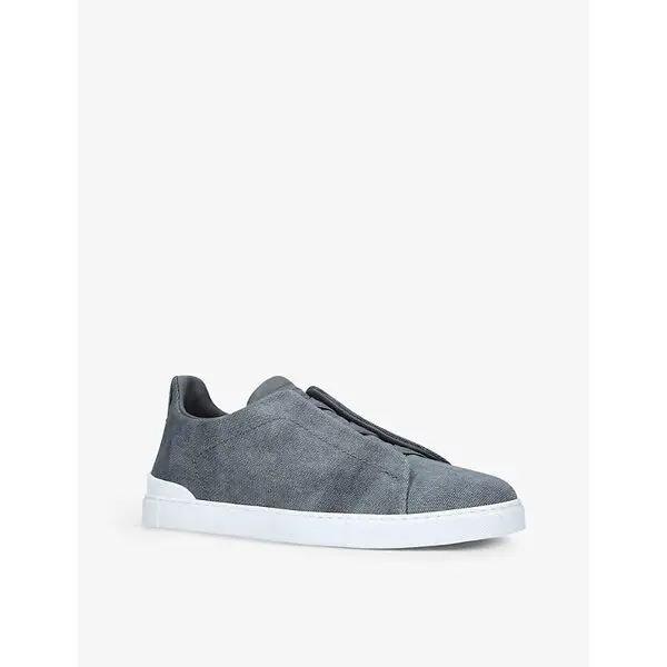 Zegna Triple Stitch Low-top Cotton Trainers - Grey