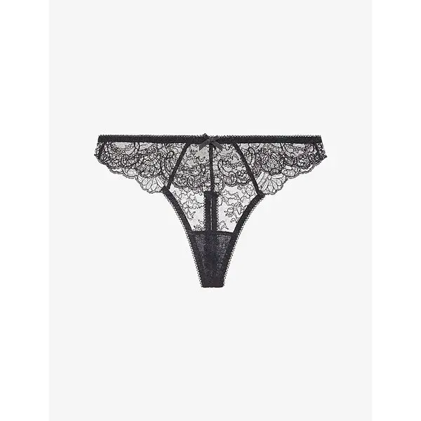 AUBADE Danse Des Sens Low-rise Floral-lace Thong - Black
