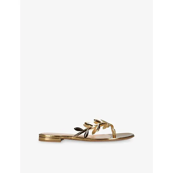 GIANVITO ROSSI Metallic Leaf Leather Sandals - Bronze
