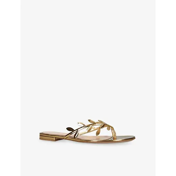 GIANVITO ROSSI Metallic Leaf Leather Sandals - Bronze