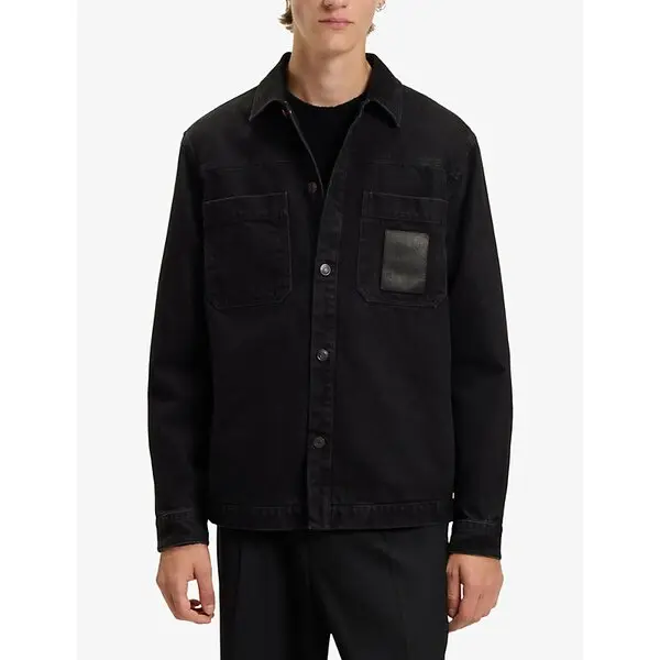 Hugo Brand-patch Oversized-fit Denim Shirt
