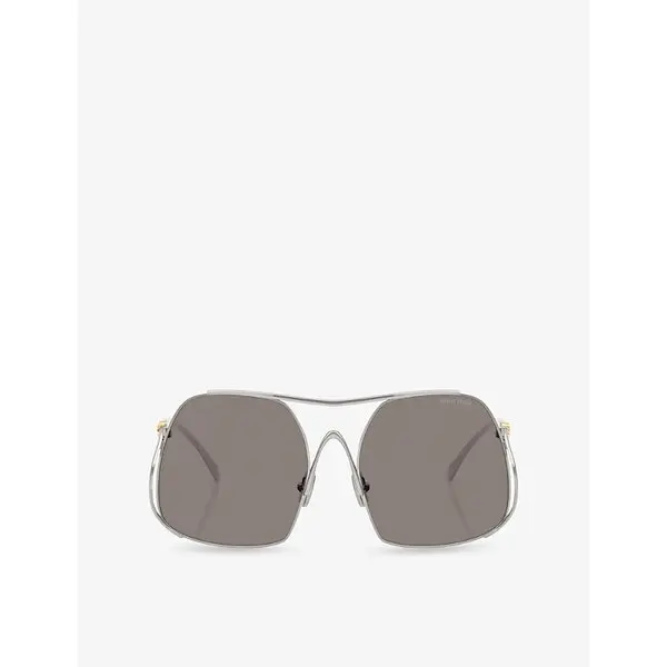 Miu Miu Mu A55s Square-frame Metal Sunglasses - Silver
