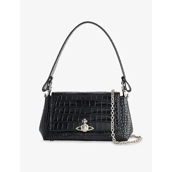 VIVIENNE WESTWOOD Hazel Medium Croc-embossed Leather Shoulder Bag