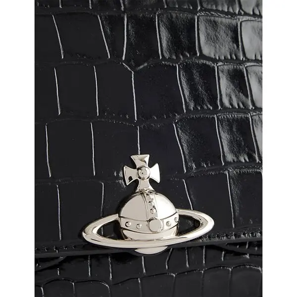 VIVIENNE WESTWOOD Hazel Medium Croc-embossed Leather Shoulder Bag