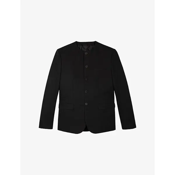 The Kooples Collarless Regular-fit Cotton And Linen-blend Jacket