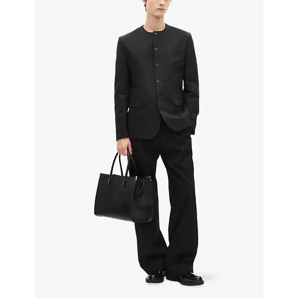 The Kooples Collarless Regular-fit Cotton And Linen-blend Jacket