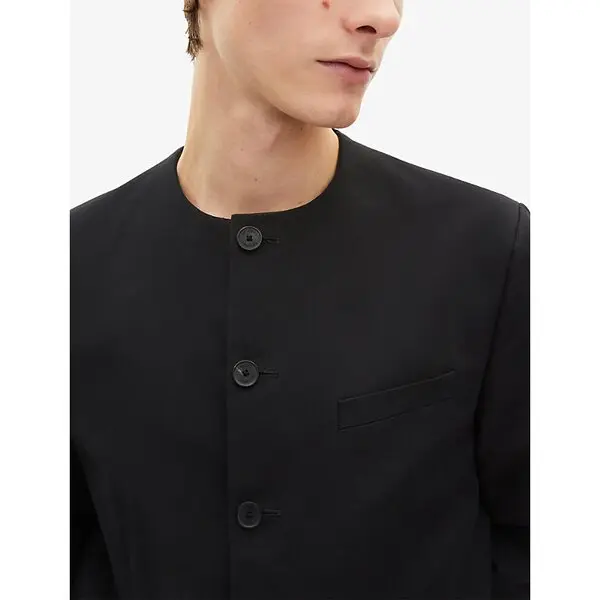 The Kooples Collarless Regular-fit Cotton And Linen-blend Jacket