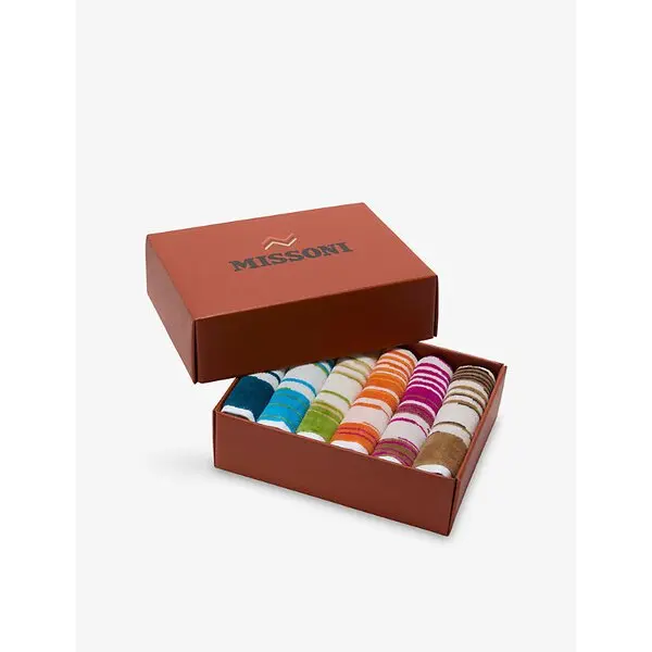 Missoni Fiammetta Zigzag-pattern Cotton Washcloths Box Of 6 30 X 30cm - Multicolor