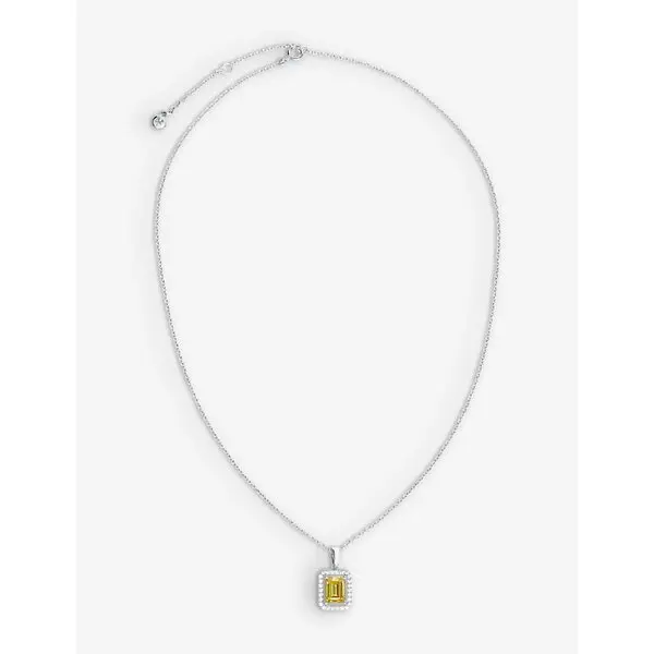 CARAT* LONDON Sterling And 1.5ct Cubic Zirconia Cushion Cut Pendant Necklace - Silver