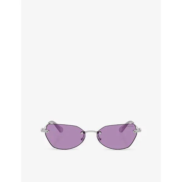 SWAROVSKI Sk7038 Irregular-frame Metal Sunglasses - Silver
