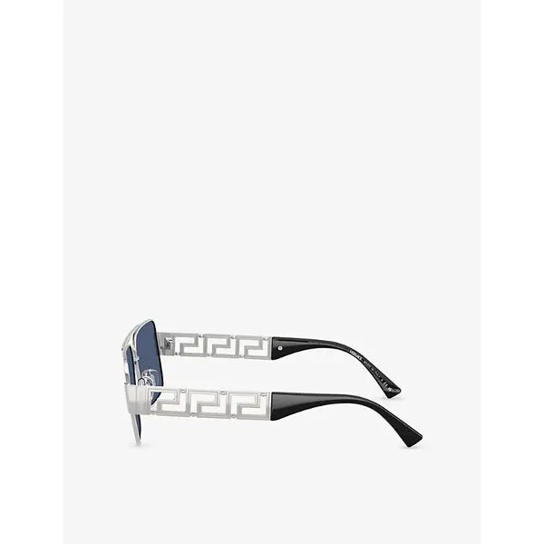 Versace Rectangle-frame Metal Sunglasses - Silver