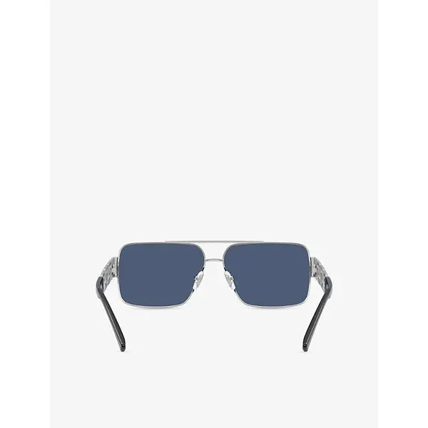 Versace Rectangle-frame Metal Sunglasses - Silver