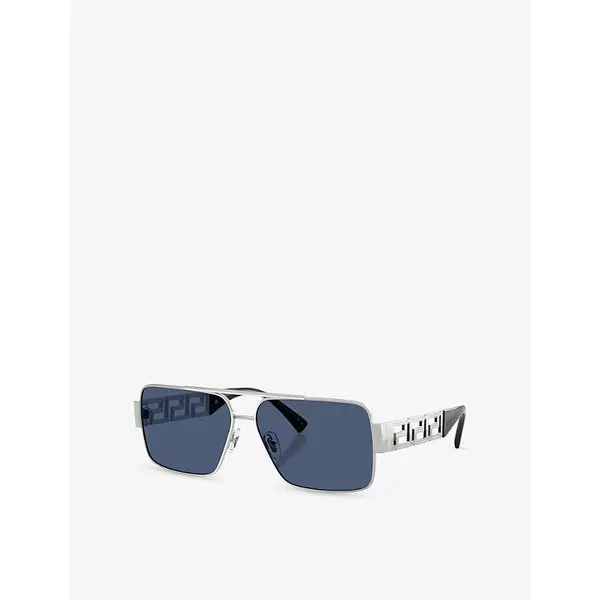 Versace Rectangle-frame Metal Sunglasses - Silver