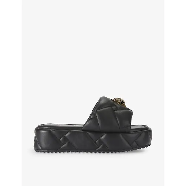 Kurt Geiger Kensington Eagle-embellished Leather Flatform Sandals