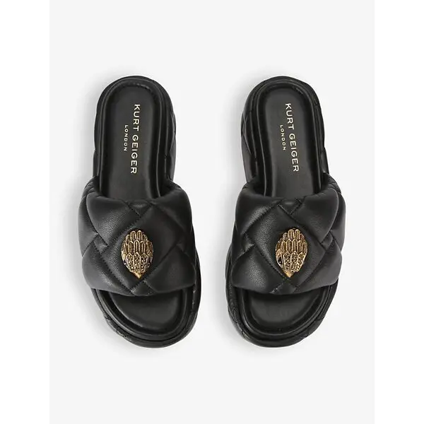 Kurt Geiger Kensington Eagle-embellished Leather Flatform Sandals
