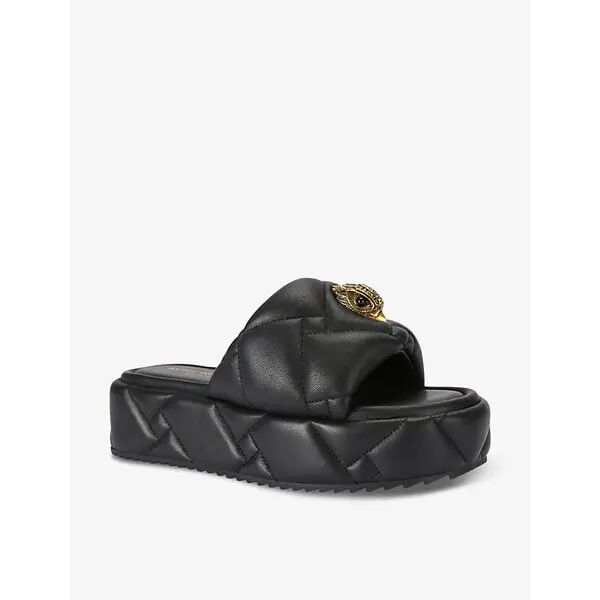 Kurt Geiger Kensington Eagle-embellished Leather Flatform Sandals