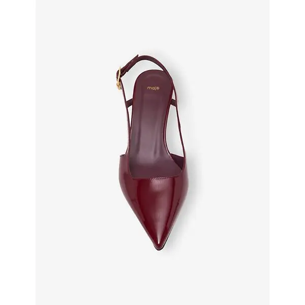 Maje Patent Leather Slingback Courts With Clover Charm