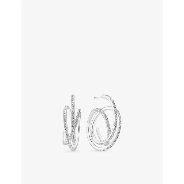 SIF JAKOBS Sterling And Cubic Zirconia Spiral Hoop Earrings - Silver