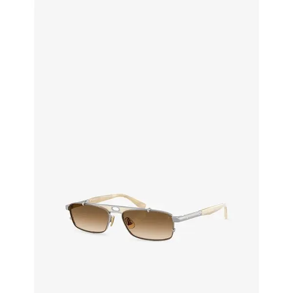Brunello Cucinelli Paloma Rectangle Metal Sunglasses - Brown