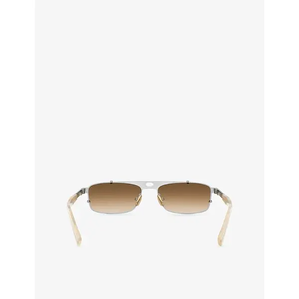 Brunello Cucinelli Paloma Rectangle Metal Sunglasses - Brown