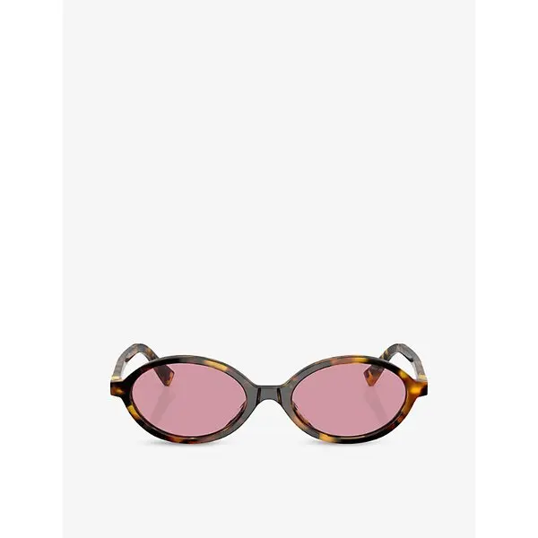 Miu Miu Mu 04zs Oval-frame Acetate Sunglasses - Brown