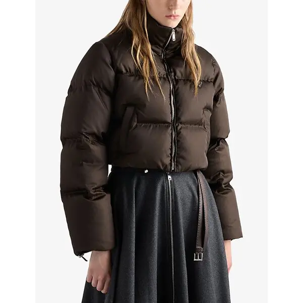 Prada Re-nylon Hooded Cropped Down Jacket