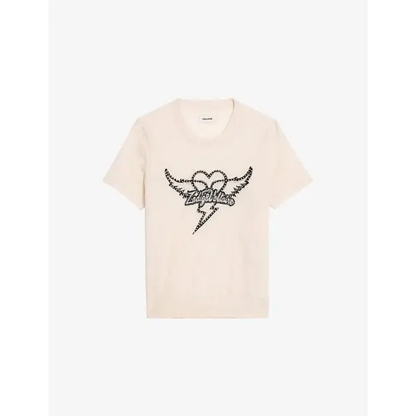 Zadig&Voltaire Idal Rhinestone-logo Cashmere Jumper - Eggshell