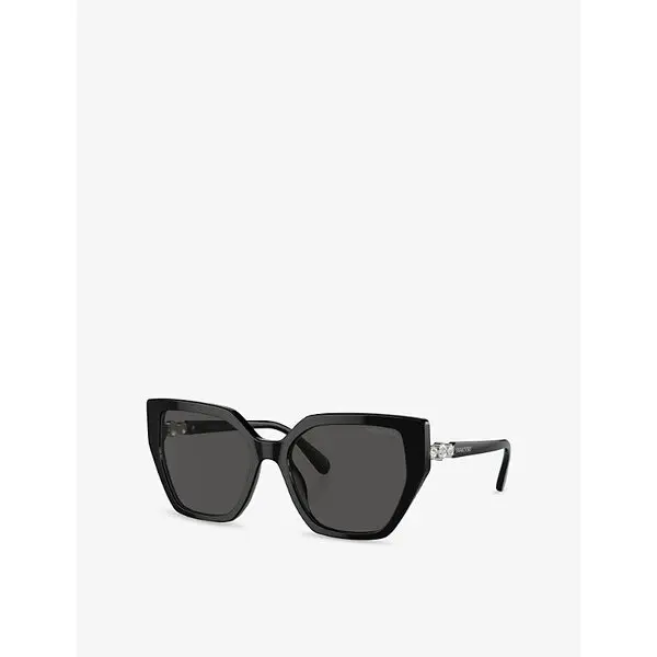 SWAROVSKI Sk6016 Irregular-frame Acetate Sunglasses - Black