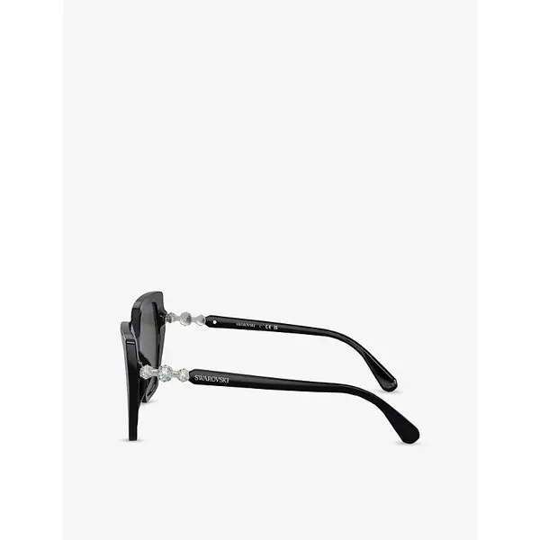 SWAROVSKI Sk6016 Irregular-frame Acetate Sunglasses - Black