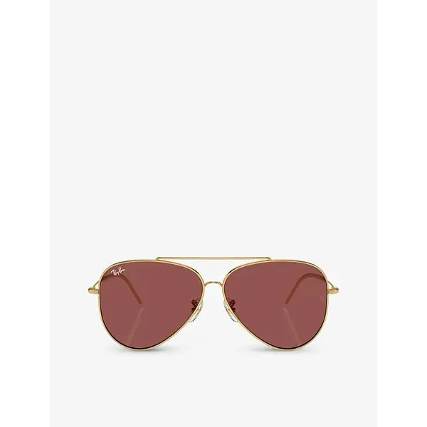 Ray-ban Aviator Reverse Pilot-frame Metal Sunglasses - Gold