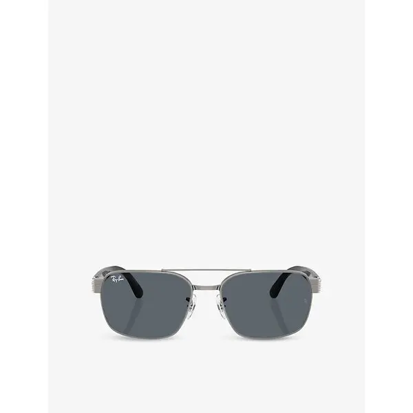 Ray-ban Rb3751 Square-frame Metal Sunglasses - Silver