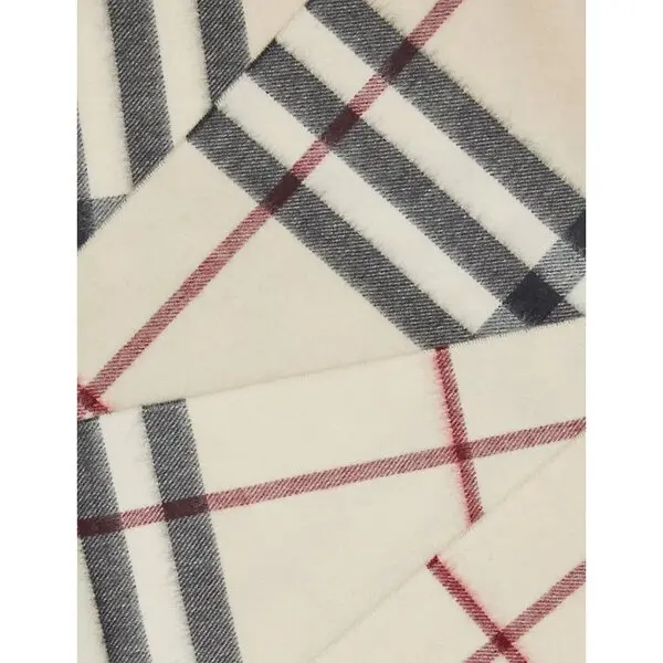 Burberry Check-print Fringed Cashmere Scarf - Stone