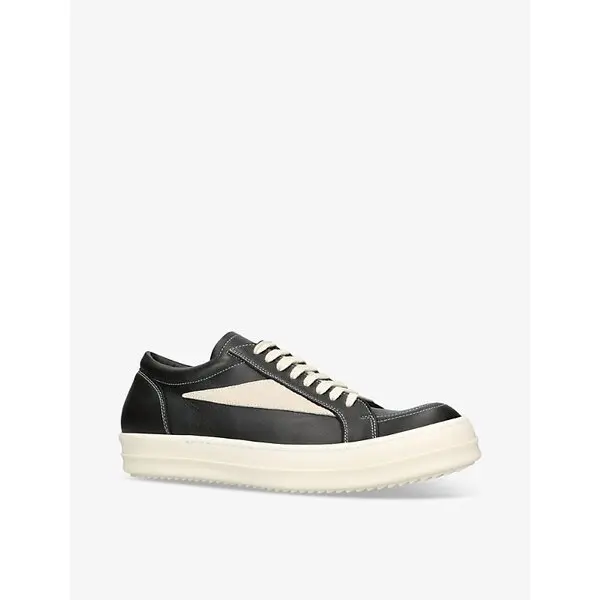Rick Owens Low Grained-leather And Suede Low-top Trainers - Blk/white
