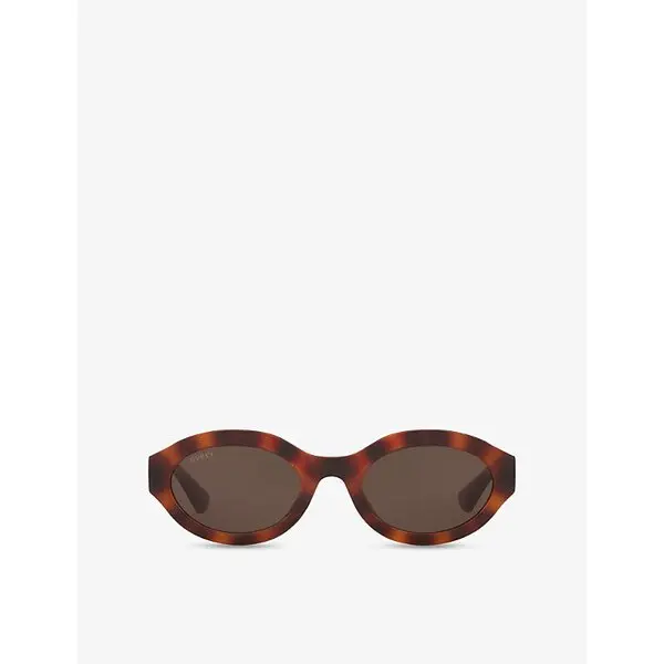 Gucci Oval-frame Injected Sunglasses - Brown